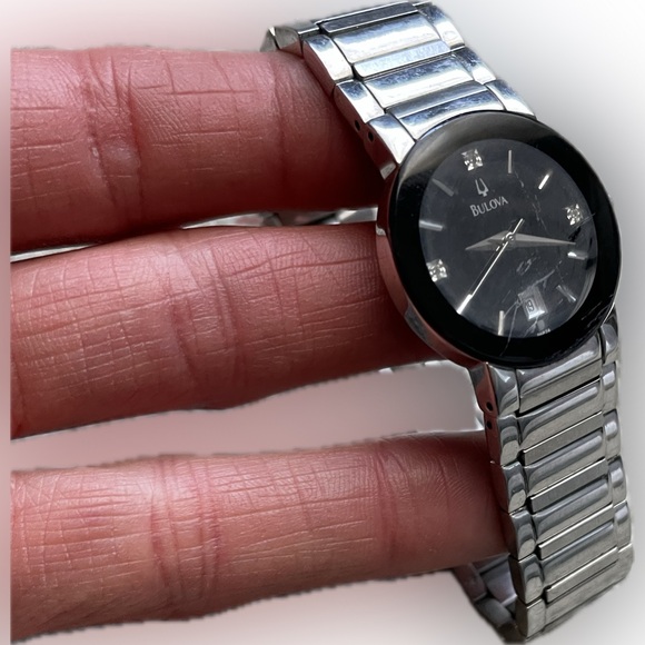 Bulova | Accessories | Bulova Black Diamond Date Watch For Women Model ...